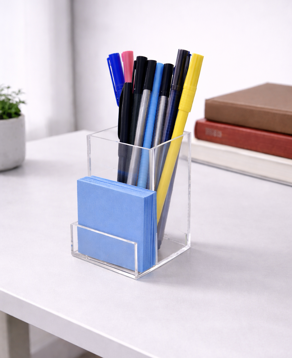 Desk Organizer | Pen Stand With Sticky Note Holder | PWD Acrylic Products