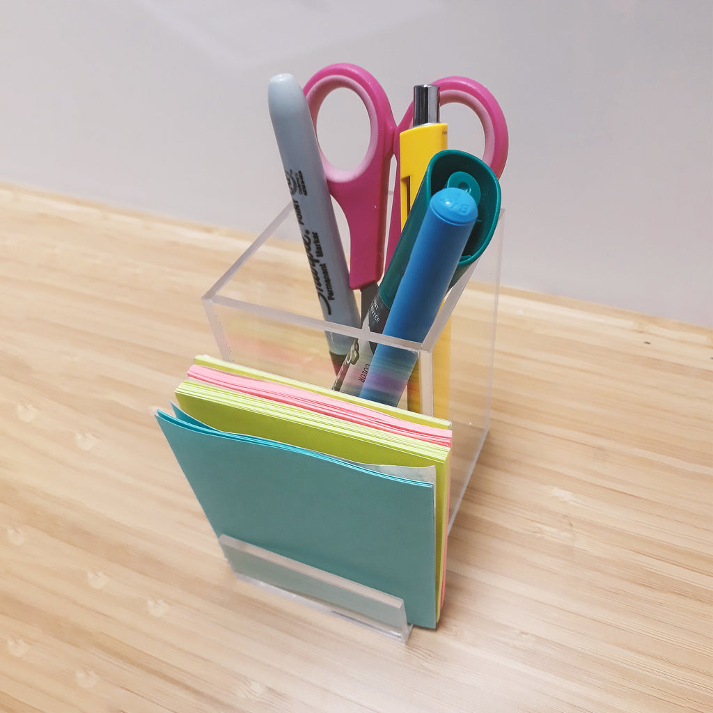 Desk Organizer | Pen Stand With Sticky Note Holder | PWD Acrylic Products